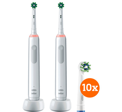 Oral-B Pro 3 3000 Duo Pack Wit + CrossAction opzetborstels (10 stuks) - Coolblue - Voor 23.59u ...