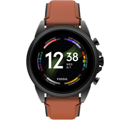 Fossil Gen 6 Display FTW4062 Zwart/Bruin 44mm - Coolblue - Voor 23.59u ...