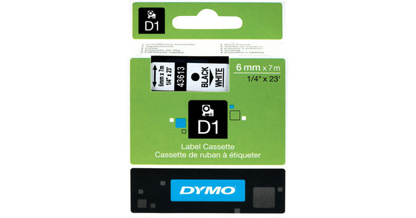 Dymo D1 Naamlabels Zwart-Wit (6 mm x 7 m) - Coolblue - Voor 23.59u ...