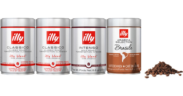 Illy Proefpakket Bonen 2x Classico + Intenzo + Brazil 1 kg - Coolblue ...