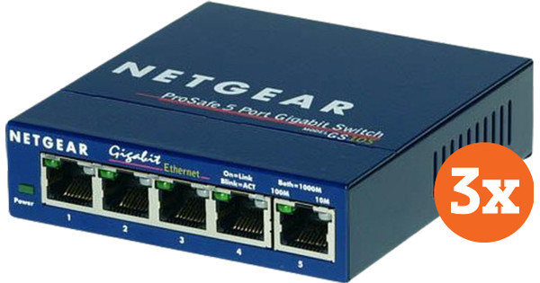 Netgear GS105 3-Pack - Coolblue - Voor 23.59u, morgen in huis