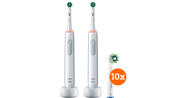 Oral-B Pro 3 3000 Duo Pack Wit + CrossAction opzetborstels (10 stuks) - Coolblue - Voor 23.59u ...