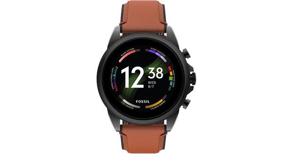 Fossil Gen 6 Display FTW4062 Zwart/Bruin 44mm - Coolblue - Voor 23.59u ...