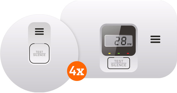 ELRO Blue Line CBFS25 Smoke Detector 4-pack + Carbon Monoxide Detector ...