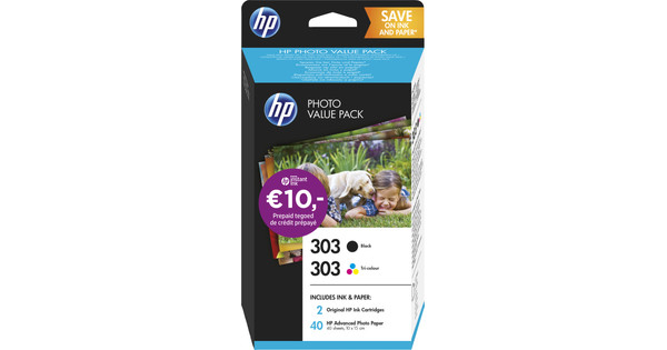 HP 303 Cartridges Combo Pack + 40 vellen 10x15 fotopapier - Coolblue ...