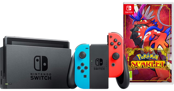 Nintendo Switch Rood/Blauw + Pokémon Scarlet - Coolblue - Voor 23.59u ...
