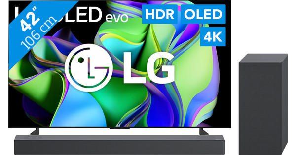 LG OLED42C34LA + Soundbar - Coolblue - Voor 23.59u, morgen in huis