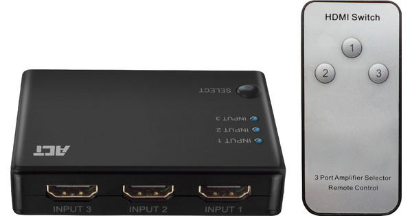 ACT AC7845 4K HDMI Switch 3x1 - Coolblue - Voor 23.59u, morgen in huis
