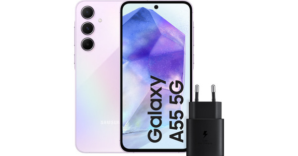 Samsung Galaxy A55 128GB Roze 5G + Samsung 25 Watt Snellader Zwart ...