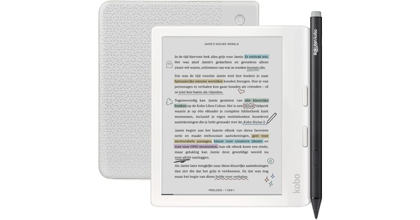 Kobo Libra Colour White + Kobo Stylus 2 - Coolblue - Before 23:59 ...