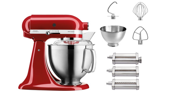 KitchenAid 5KSM185PSEER Keizerrood + Pastaroller en -snijderset (3 ...