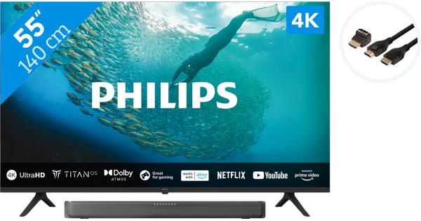 Philips 55PUS7009 + Soundbar + HDMI Cable - Coolblue - Before 23:59 ...
