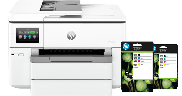 HP OfficeJet Pro 9730 + 2 zwarte + 2 kleuren cartridges - Coolblue ...