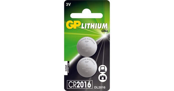 GP Lithium knoopcel CR2016, blister 2 - Coolblue - Voor 23.59u, morgen in huis