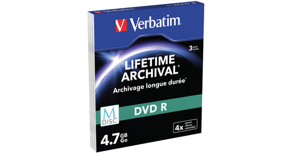 VERBATIM M-DISC DVD+R 4x 4.7 GB 3 PACK Slimcase - Coolblue - Voor 23 ...