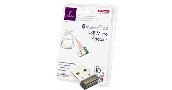 Sitecom Micro Bluetooth USB 2.0 Adapter (10m) CN-516 - Coolblue - Voor ...