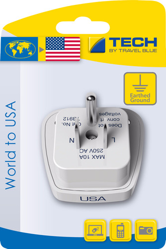 Travel Blue World Adapter - USA - Coolblue - Before 23:59, delivered ...