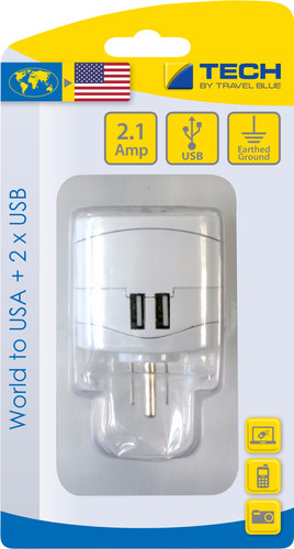 Travel Blue Wereld Adapter - USA + USB - Coolblue - Voor 23.59u, morgen ...