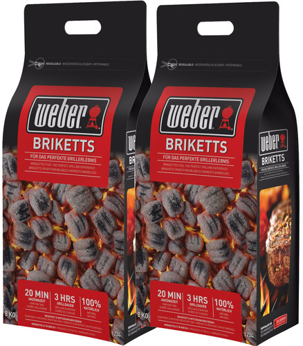 Weber Briketten 8 kg Duo pack - Coolblue - Voor 23.59u, morgen in huis