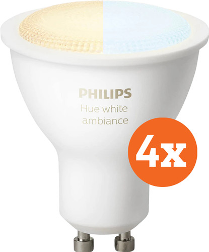 Philips Hue White Ambiance GU10 4-pack - Smart lampen - Coolblue