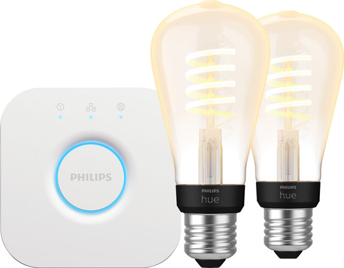 Philips Hue Filament White Ambiance Edison 2-pack + Bridge - Coolblue ...