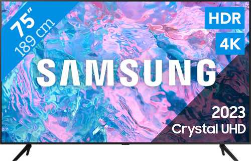 Samsung Crystal UHD 75CU7100 (2023) - Coolblue - Voor 23.59u, morgen in huis