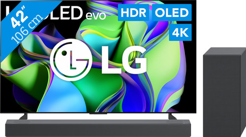 LG OLED42C34LA + Soundbar - Coolblue - Voor 23.59u, morgen in huis
