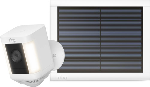 Ring Spotlight Cam Plus - White - Black + USB-C solar panel - Coolblue ...