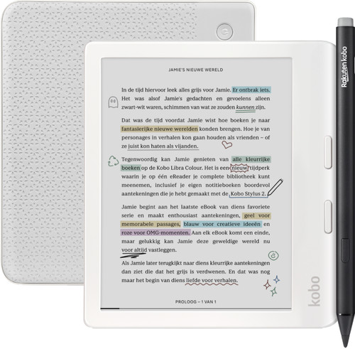 Kobo Libra Colour White + Kobo Stylus 2 - Coolblue - Before 23:59 ...